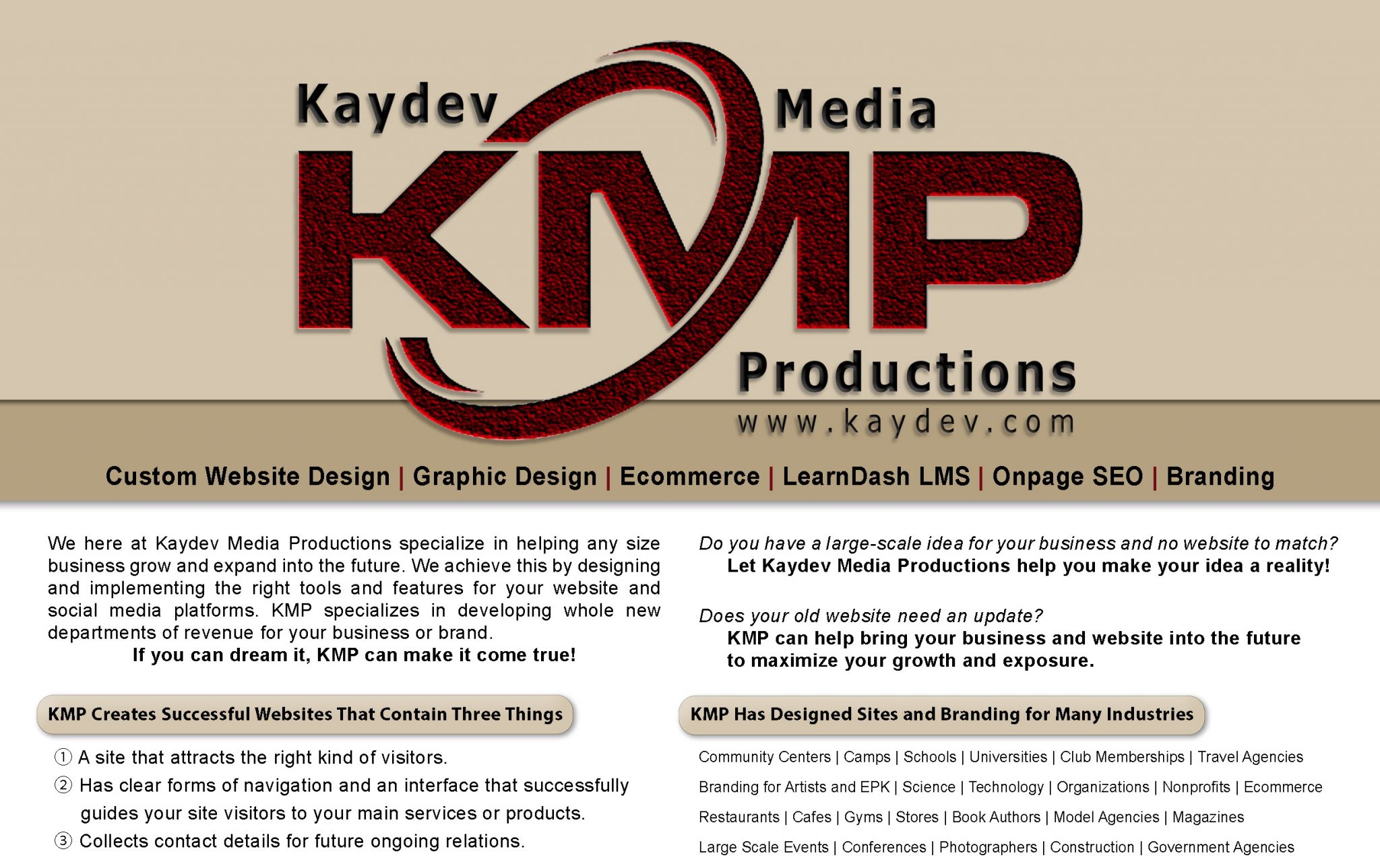 KMP Website Redesigned – Kaydev Media Productions